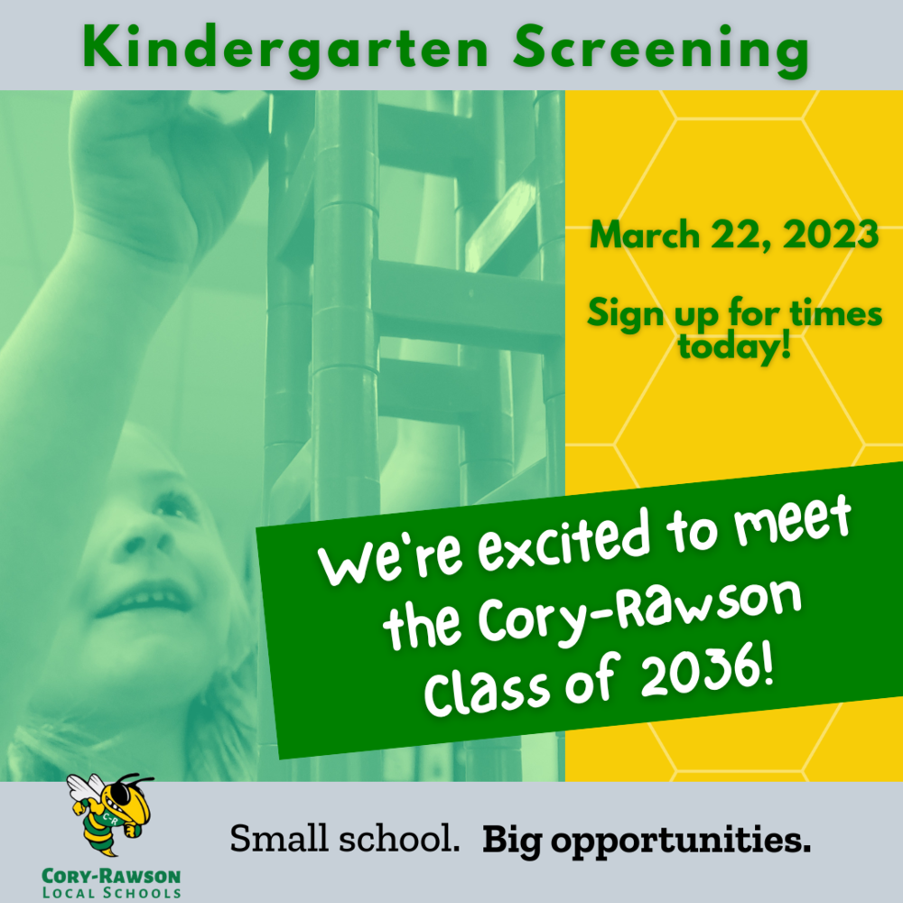 Kindergarten Screening Scheduled Cory Rawson Local Schools